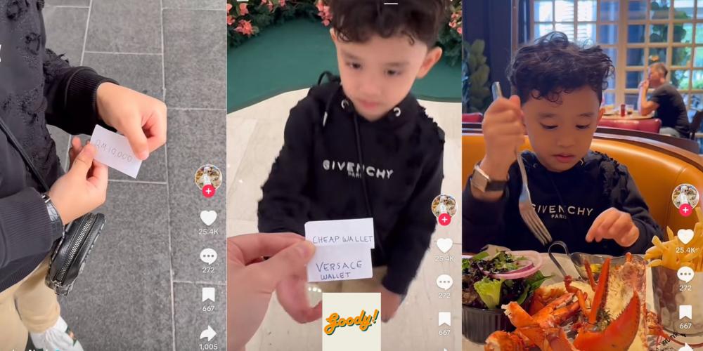 Local Actress Surprises 5yo Son With RM10k Cash, Versace Wallet & Lunch ...